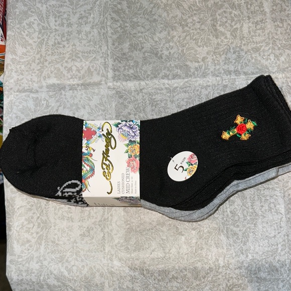 Ed Hardy | Accessories | Ed Hardy Black And Gray Embroidered Socks 4 ...